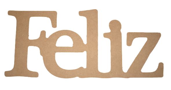 CLF Artesanato - Palavra Decorativa Feliz - Medida: 31cm x 13,5cm x 15mm